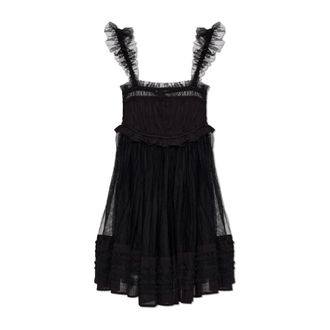 AllSaints Angela Kleid mit R&uuml;schen und Volants - - Dresses - Damen - Schwarzk - S