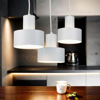 Licht-Erlebnisse Licht-erlebnisse - Lampe suspendue 3 flammes table &agrave; manger Blanc E27 M&eacute;tal r&eacute;tro