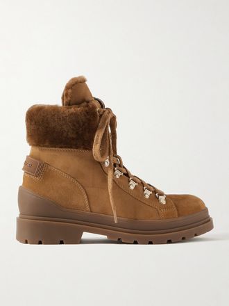 Bogner St. Moritz 18 Schnürstiefel Aus Veloursleder Mit Shearling-futter - Braun