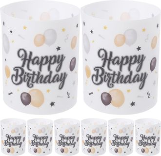 Hemobllo 8 St&uuml;ck Kunststoff Kerzenzylinder Geburtstags Motiv Kerzenh&uuml;lle mit Ballon Design Dekorativer Kerzenschirm f&uuml;r Teelichter Langlebig und Gem&uuml;tliche Atm