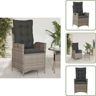 vidaXL R&uuml;ckenkissen - vidaXL Gartensessel Verstellbar mit Kissen Grau Poly Rattan - Poly Rattan