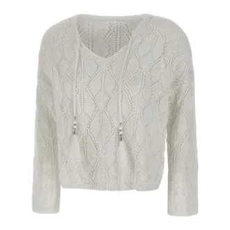 KANGRA Femme, Vestes, Blanc, Taille: 36 FR Pull en lin et coton