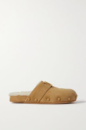Chlo&eacute; Marcie Slippers Aus Nubukleder Mit Verzierung Und Shearling-futter - Gelb
