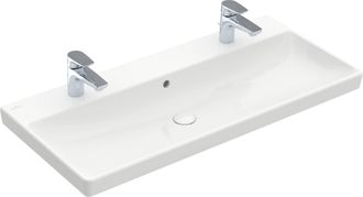 Villeroy & Boch Avento Möbelwaschtisch 100x47cm 2 Hahnlöcher mit Überlauf weiß