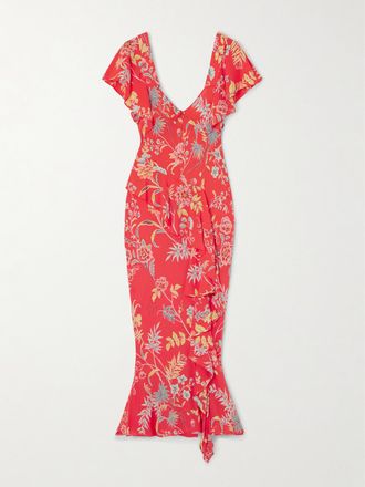 Etro Midikleid Aus Cr&ecirc;pe Mit Blumenprint - Rot