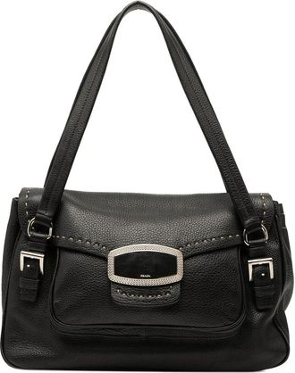 Prada Hobo Bags - Vitello Daino Pushlock Flap - Gr. unisize - in Schwarz - f&uuml;r Damen