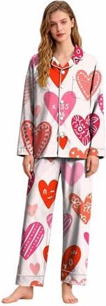 Generic Ensemble pyjama long et pantalon de pyjama tendance et d&eacute;contract&eacute; pour femme - Noir, Rose, XXL