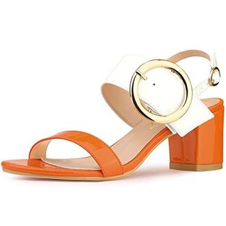 Allegra K Sandales &agrave; talons hauts 6 cm pour femmes Orange Wei&szlig; 37