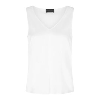 Emporio Armani Femme, Tops, Blanc, Taille: 36 FR Chemisier sans manches en soie à col en V