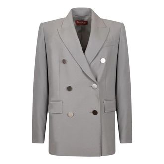 Max Mara Doppelreihiger Satin-Woll-Blazer - - Jackets - Damen - Grau - M