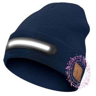 Generico Bonnet sans fil | Bonnet LED rechargeable de 24 cm avec 3 r&eacute;glages de lumi&egrave;re | Chapeau de musique intelligent tricot&eacute; en acrylique avec chargement US