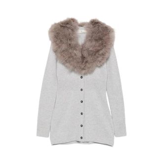 Blumarine Rippstrick-Cardigan mit V-Ausschnitt - - Knitwear - Damen - Grau - S