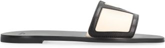 Valentino Garavani Womens Square-Toe Lambskin Slides Black Sandal
