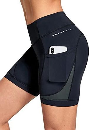 Baleaf Short De Cyclisme Rembourré 4D pour Femme avec Poches Rembourrées, 9 - Gris, XXL