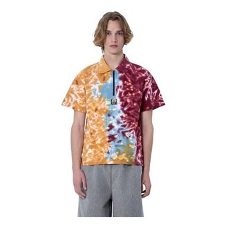 Brain Dead Homme, Tops, Multicolore, Taille: 2XL Polo Tie-Dye &agrave; Col Zipp&eacute;