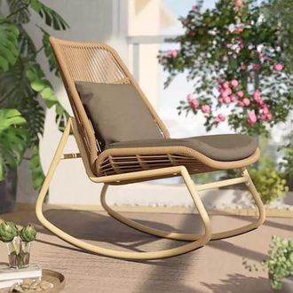 Generic WWERTYY Fauteuil à Bascule Moderne en rotin avec Coussin - Facile à Assembler - Fauteuil Relaxant pour Jardin, Balcon, Salon - Capacité de Charge : 15