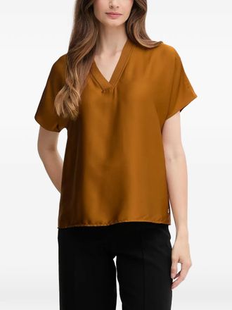 Joseph Ribkoff blouse &agrave; col v - Marron