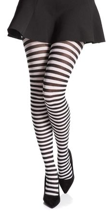 Romartex Damen Strumpfhose 40 DEN gestreift 8 Farben Größe S-L Gr. 38, weiß