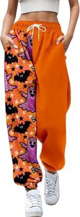 Generic Pantalon de surv&ecirc;tement pour femme - Pantalon de yoga taille haute avec poches - Combinaison d&eacute;chauffement, Orange, 3XL