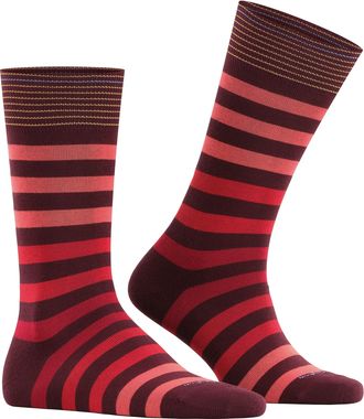 Burlington Herren Socken rot Baumwolle & Mix Gestreift