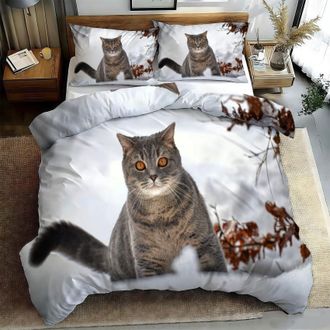 Generic Bettw&auml;sche 220x240 Minimalistisch Bettbezug 220x240 Katze Bettbezug mit 2 Kissenbez&uuml;ge 80x80cm, Bettw&auml;sche-Sets Microfaser mit Rei&szlig;verschluss b12