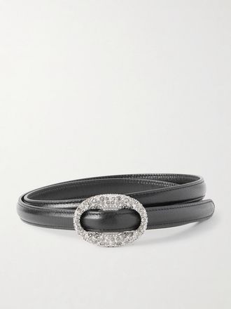 Saint Laurent Ceinture En Cuir À Cristaux - Noir