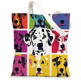 Generic Sac fourre-tout en toile Pop Art Dalmatien pour faire du shopping, 33 x 38,1 cm, motif chiot abstrait amusant et amusant, sac d&eacute;picerie r&eacute;utilisable p