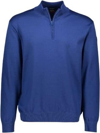Paul & Shark Pull Shetland &agrave; demi-fermeture &eacute;clair pour homme, taille ajust&eacute;e, Bleu royal., XL