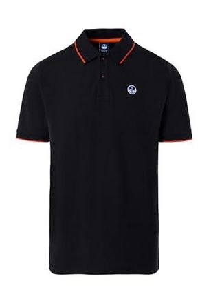 North Sails Polo Homme, Chemise &agrave; Manches Courtes avec col et Boutons avec Logo brod&eacute; et imprim&eacute; derri&egrave;re Le col Article 692452, 0999 Nero/Black, XL