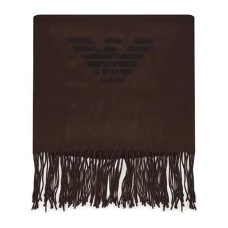 Emporio Armani Brauner Schal mit Adler-Stickerei - - Accessories - Herren - Braun - ONE SIZE