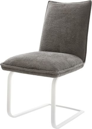 DELIFE Schwingstuhl Lelio-Flex Freischwinger flach Wei&szlig; Boucl&eacute; Soft Schlamm Taschenfederkern