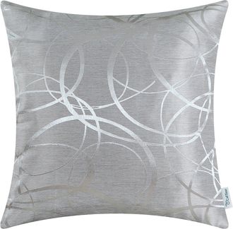 CaliTime Kissenbezüge, Kissenhülle Pack von 1 Kissenbezüge Throw Pillow Covers Cases, Moderne Kreise Ringe Geometrisch, 50cm x 50cm, Silbergrau