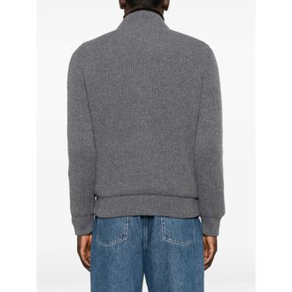 Barba Ribbed Crew-Neck Sweater - Grey