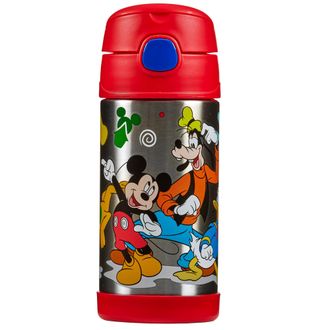 Thermos kids FUNTAINER STRAW BOTTLE DISNEY 0,35 l, Mickey, Thermoflasche Kinder aus Edelstahl mit Trinkhalm, 12 h kalt, sp&uuml;lmaschinenfest, dicht ohne Kohlens&auml;
