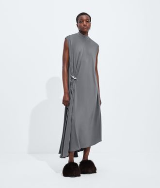 Bottega Veneta Robe en jersey de viscose et cr&ecirc;pe - Gris - Femme - 32