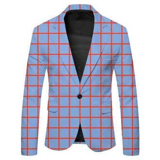 Generic Veste &agrave; carreaux pour homme - Coupe ajust&eacute;e - Moderne - Grand motif &agrave; carreaux - Veste de costume sportive et &eacute;l&eacute;gante - Veste de loisirs pour affaire
