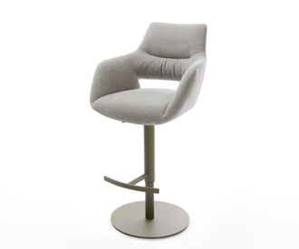 DELIFE Barstuhl Yago-Flex Strukturstoff Soft Grau Drehfu&szlig; h&ouml;henverstellbar Metall Titanfarben Taschenfederkern, Barst&uuml;hle