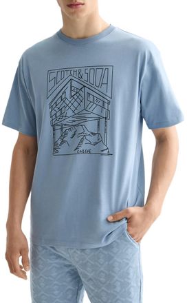 Scotch & Soda Herren Relaxed Fit Logo T-Shirt, Faded Denim 410, L