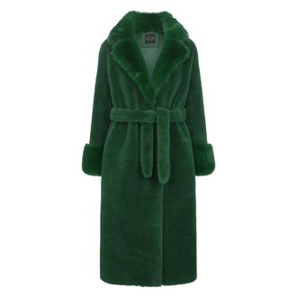 Americandreams Farah Belted Teddy Coat - - Coats - Damen - Gr&uuml;n - S