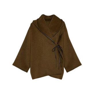 Yves Salomon Femme, Manteaux, Vert, Taille: 36 FR Veste Drap&eacute;e