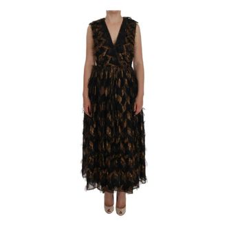 Dolce & Gabbana Bohemian Fransen Seiden Maxikleid - - Dresses - Damen - Schwarzk - 2XS