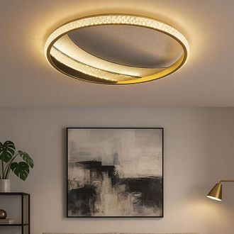 Globo Lighting Plafonnier Lampe de plafond de la salle &agrave; manger or noir cristaux CCT lumi&egrave;re du jour, aluminium cristaux en plastique m&eacute;tal, 1x LED 40W 2438lm blanc