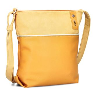 zwei Damen Umhängetasche JANA J10 Crossbody Bag 5 Liter Handtasche im Canvas-Stil im Bicolor-Design + passender Kosmetikbeutel/Geldbeutel gratis (sunny)