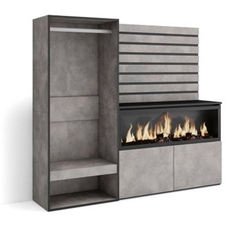 Skraut Home Skraut Home - Sideboard, Kommode, Aufbewahrungsschrank, 167x145x35 cm, F&uuml;r Schlafzimmer, Zimmer, Elektrokamin XXL, Offener Kleiderschrank, Moderner