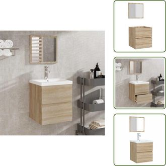 vidaXL The Living Store Badschrank mit Spiegel Sonoma-Eiche Holzwerkstoff - Spiegel