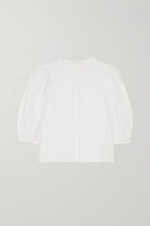 Chlo&eacute; Bluse Aus Ramie Mit Raffungen - Wei&szlig;