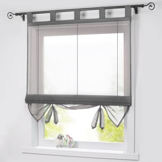 Joyswahl Raffrollo Voile Schlaufenrollo Sarah Moderne Gardine Transparente Raffgardinen BxH 80x155cm Grau 1er Pack