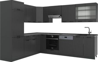 Vicco Eckküche Fame-Line, Dunkelgrau, 287 x 46 cm ohne Arbeitsplatte