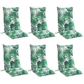 vidaXL Coussins de chaise &agrave; dossier haut lot de 6 mod&egrave;le de feuille