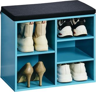 KESPER | Schuhschrank mit Sitzkissen, Material: Faserplatte, Ma&szlig;e: B51,5 x H48 cm x L29,5 cm, Farbe: T&uuml;rkis, Schwarz | 15961